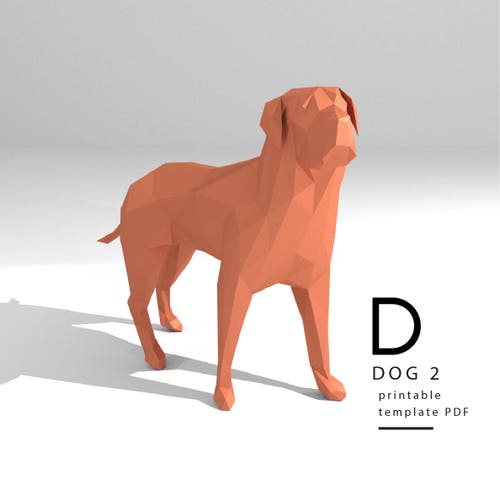 Printable DIY Template PDF. Dog 3 Low Poly Paper Model - Etsy