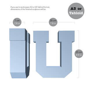 Printable DIY Template (PDF). Letter U Low Poly Paper Model Template ...