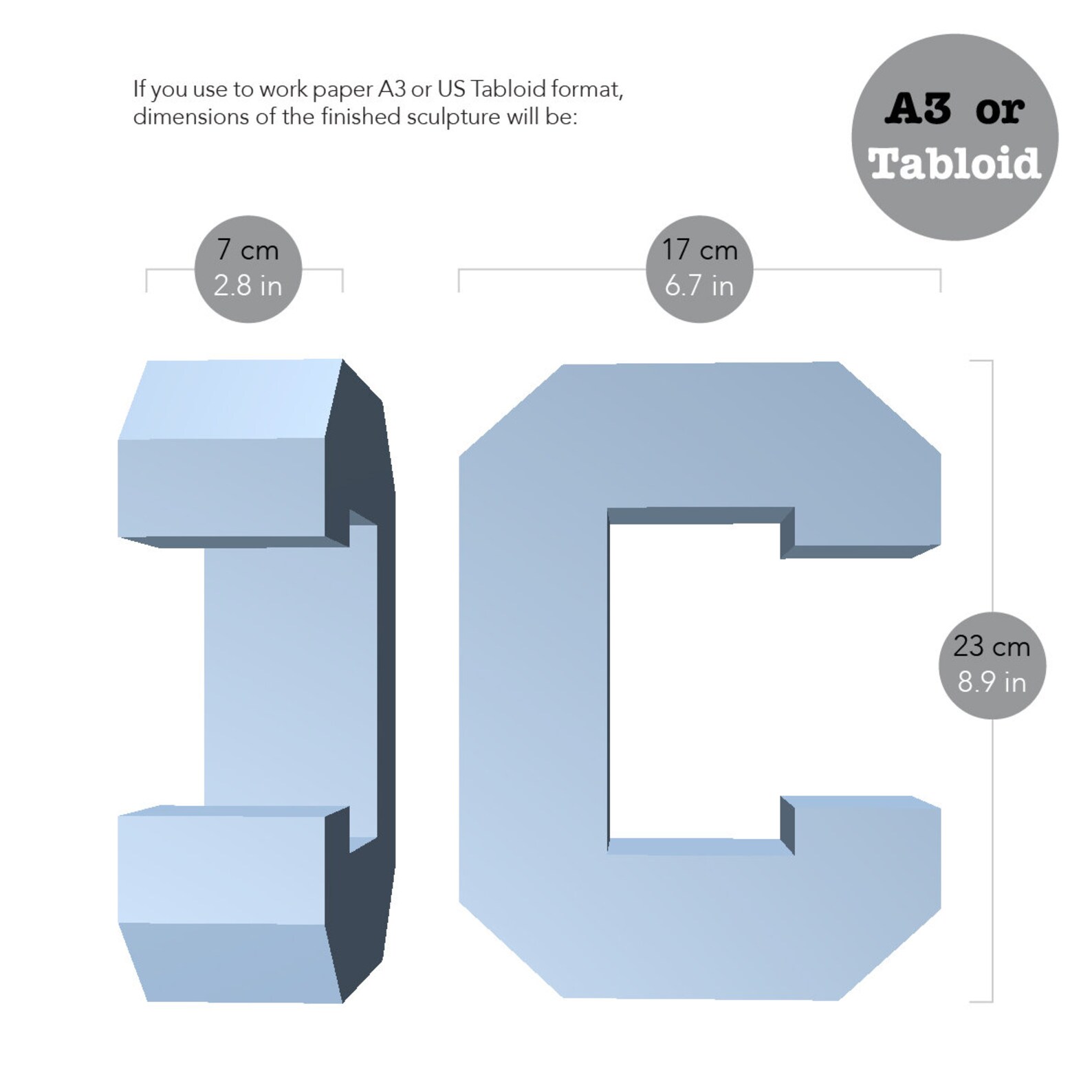 Printable DIY template PDF. Letter C low poly paper model | Etsy