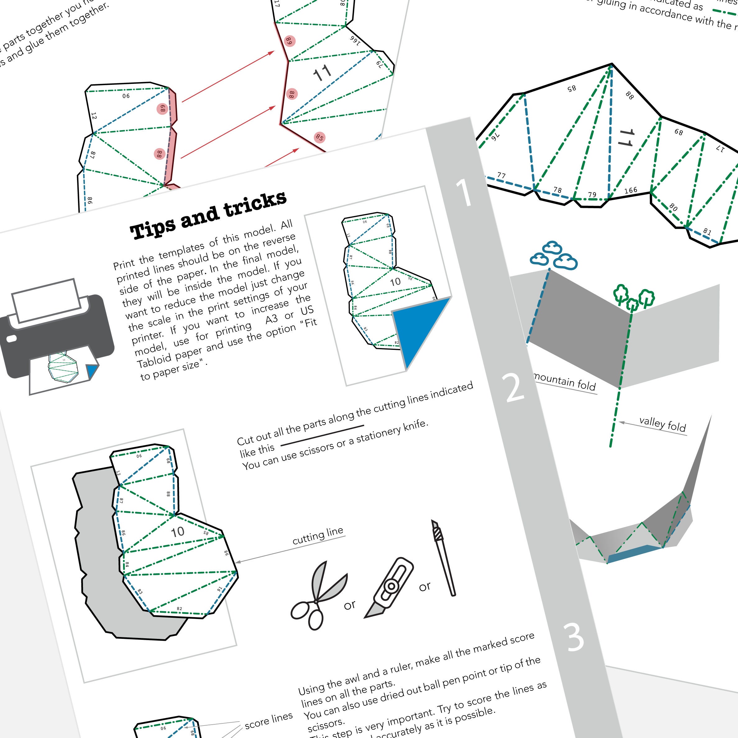 Printable DIY Template PDF. Beaver Low Poly Paper Model | Etsy