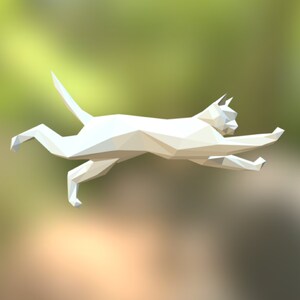 Printable DIY Template PDF, PDO, Dxf. Flying Cat Paper Model Template ...