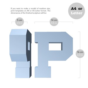 Printable DIY Template (PDF). Letter P Low Poly Paper Model Template ...