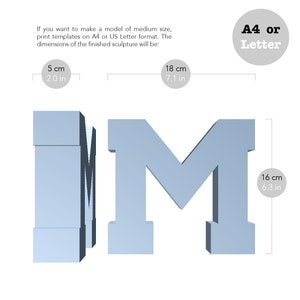 Printable DIY Template (PDF). Letter M Low Poly Paper Model Template ...
