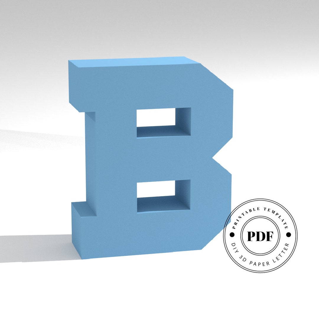 Printable DIY Template (PDF). Letter B Low Poly Paper Model Template ...
