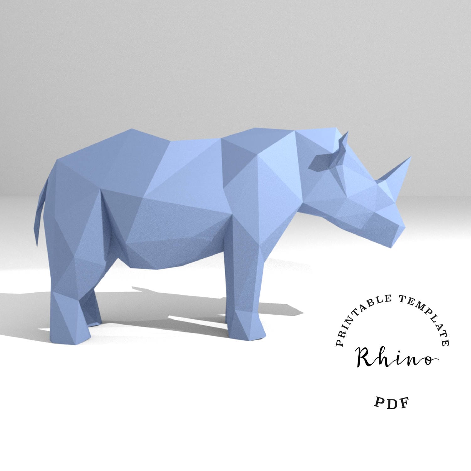 Printable DIY template PDF. Rhino low poly paper model | Etsy