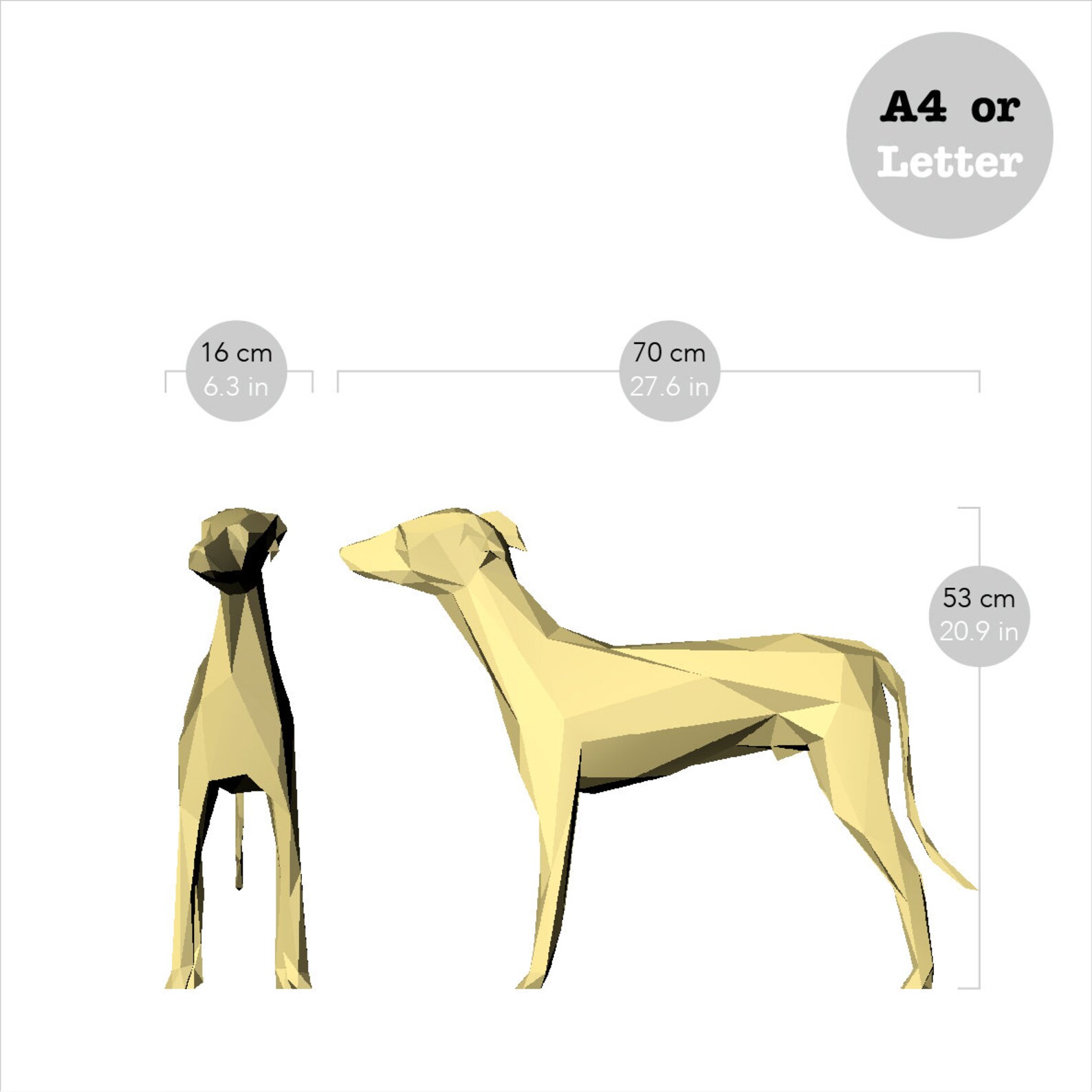 Printable DIY Template PDF. Dog greyhound Low Poly Paper - Etsy