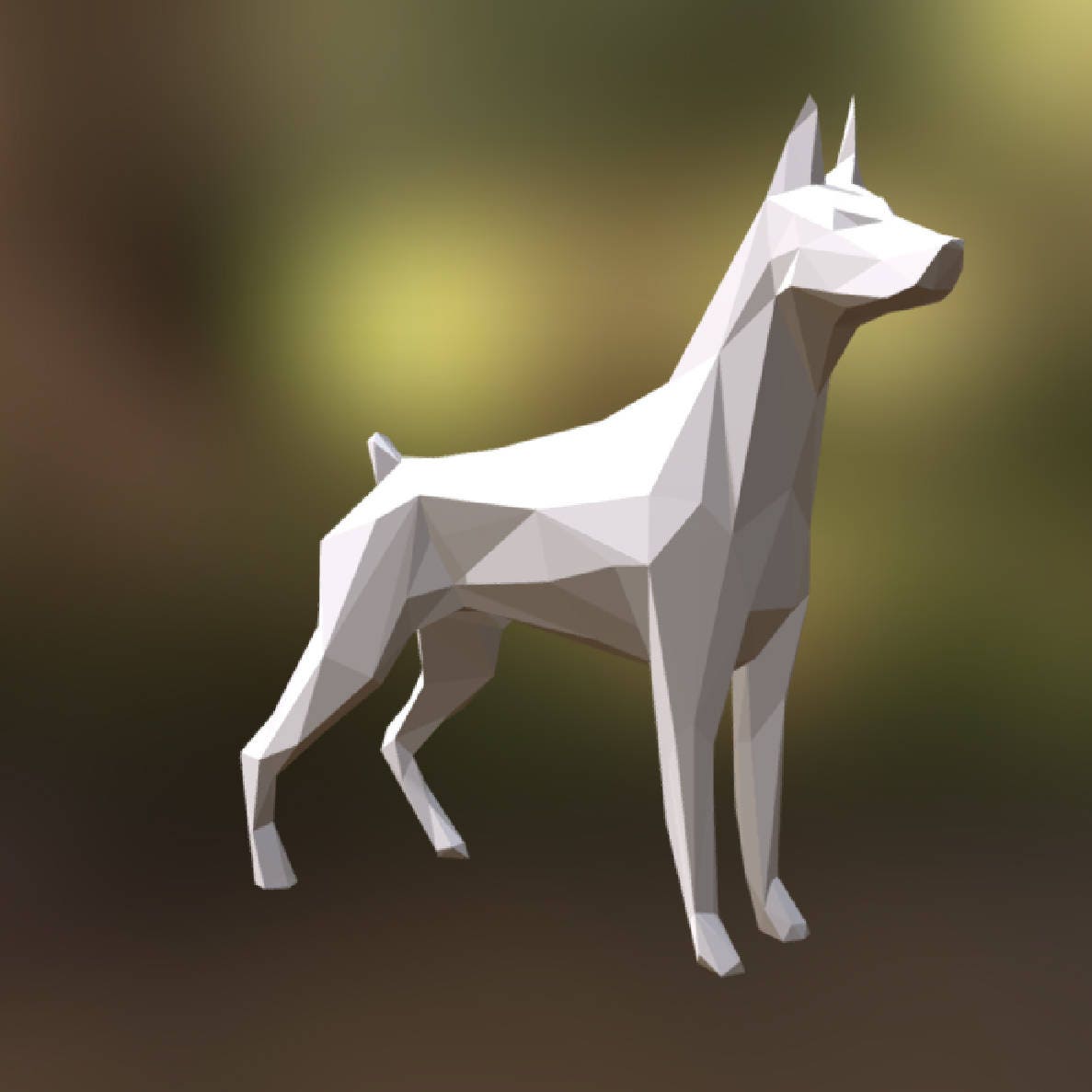 Printable DIY Template (PDF). Dog (dobermann) Low Poly Paper Model ...
