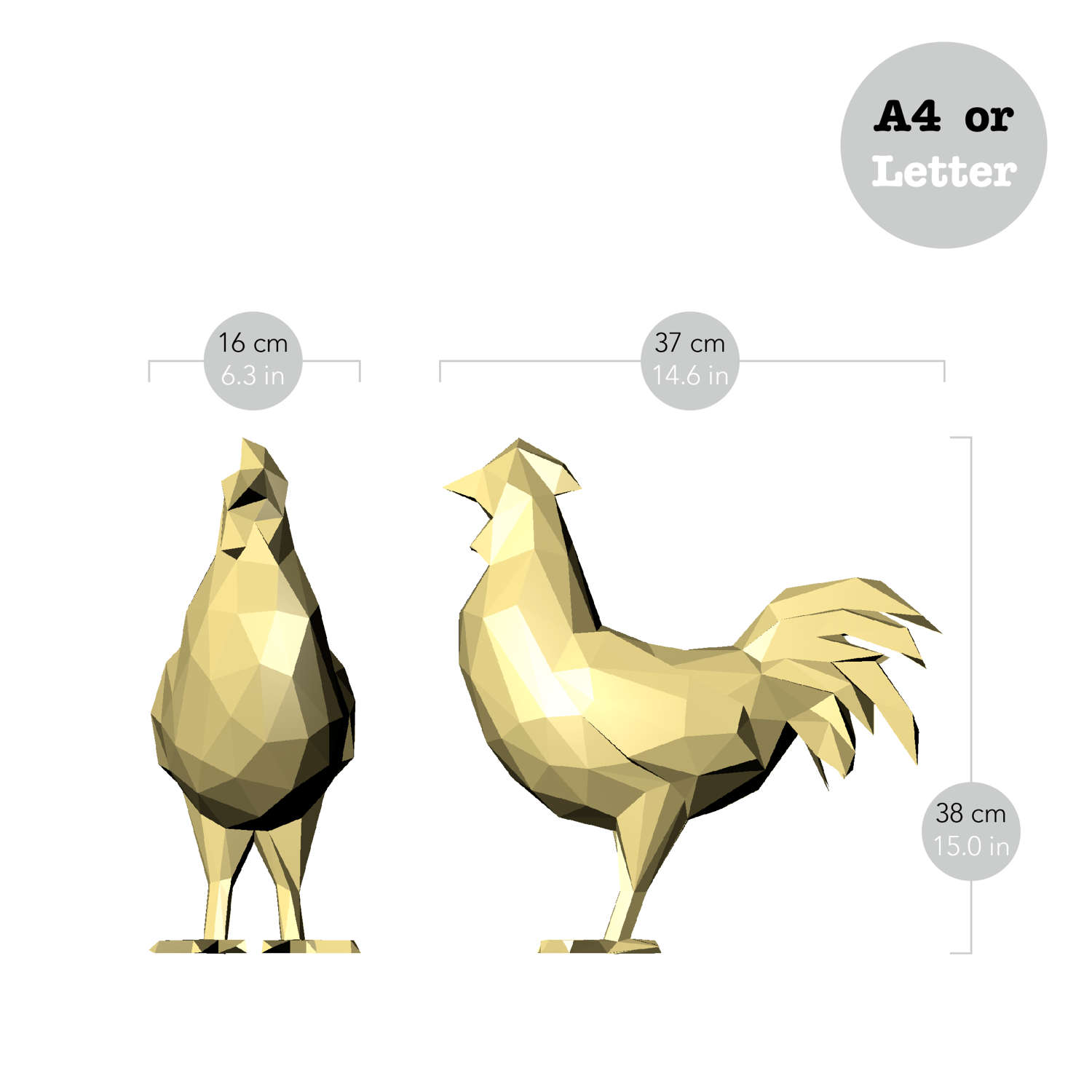 Printable DIY Template PDF. Rooster Low Poly Paper Model - Etsy Hong Kong