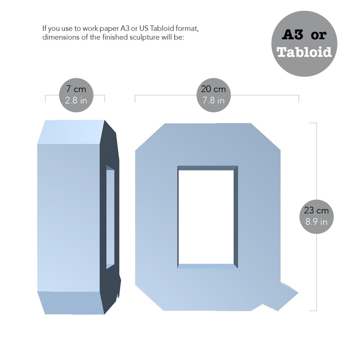 Printable DIY Template (PDF). Letter Q Low Poly Paper Model Template ...