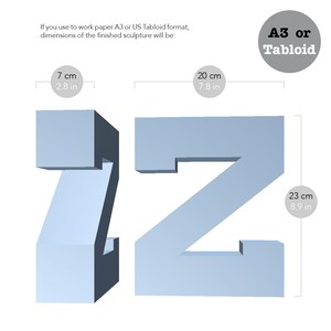 Printable DIY Template (PDF). Letter Z Low Poly Paper Model Template ...
