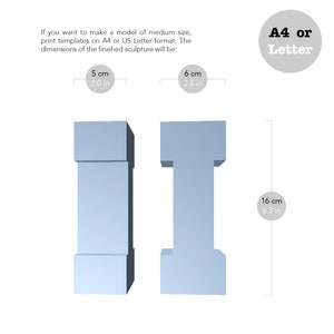 Printable DIY Template (PDF). Letter I Low Poly Paper Model Template ...