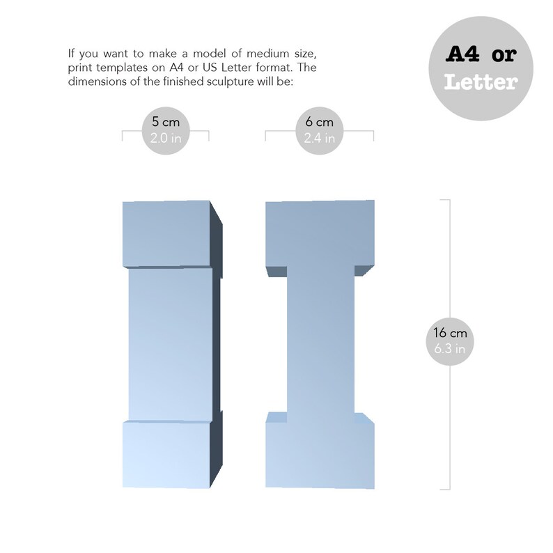 Printable DIY Template PDF. Letter I Low Poly Paper Model - Etsy