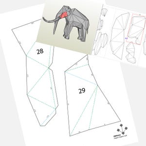 Printable DIY Template (PDF). Mammoth Low Poly Paper Model Template. 3D ...