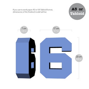 Printable DIY Template (PDF). Number 6 Low Poly Paper Model Template ...