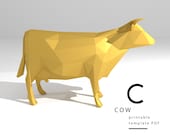Printable DIY Template PDF. Cow Low Poly Paper Model - Etsy