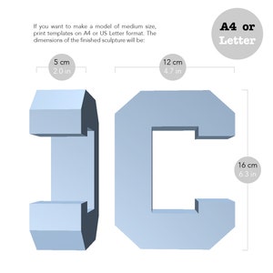 Printable DIY Template PDF. Letter C Low Poly Paper Model Template. 3D ...