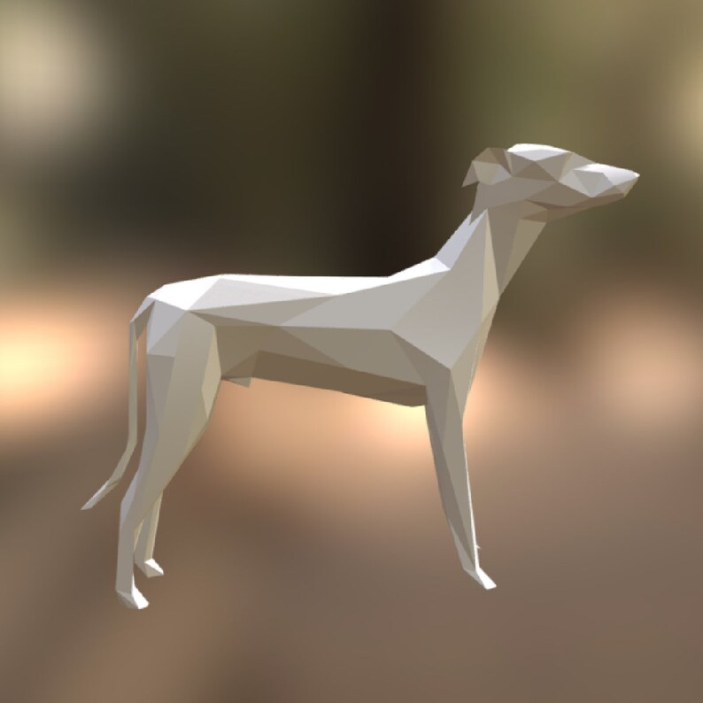 Printable DIY Template (PDF). Dog (greyhound) Low Poly Paper Model ...
