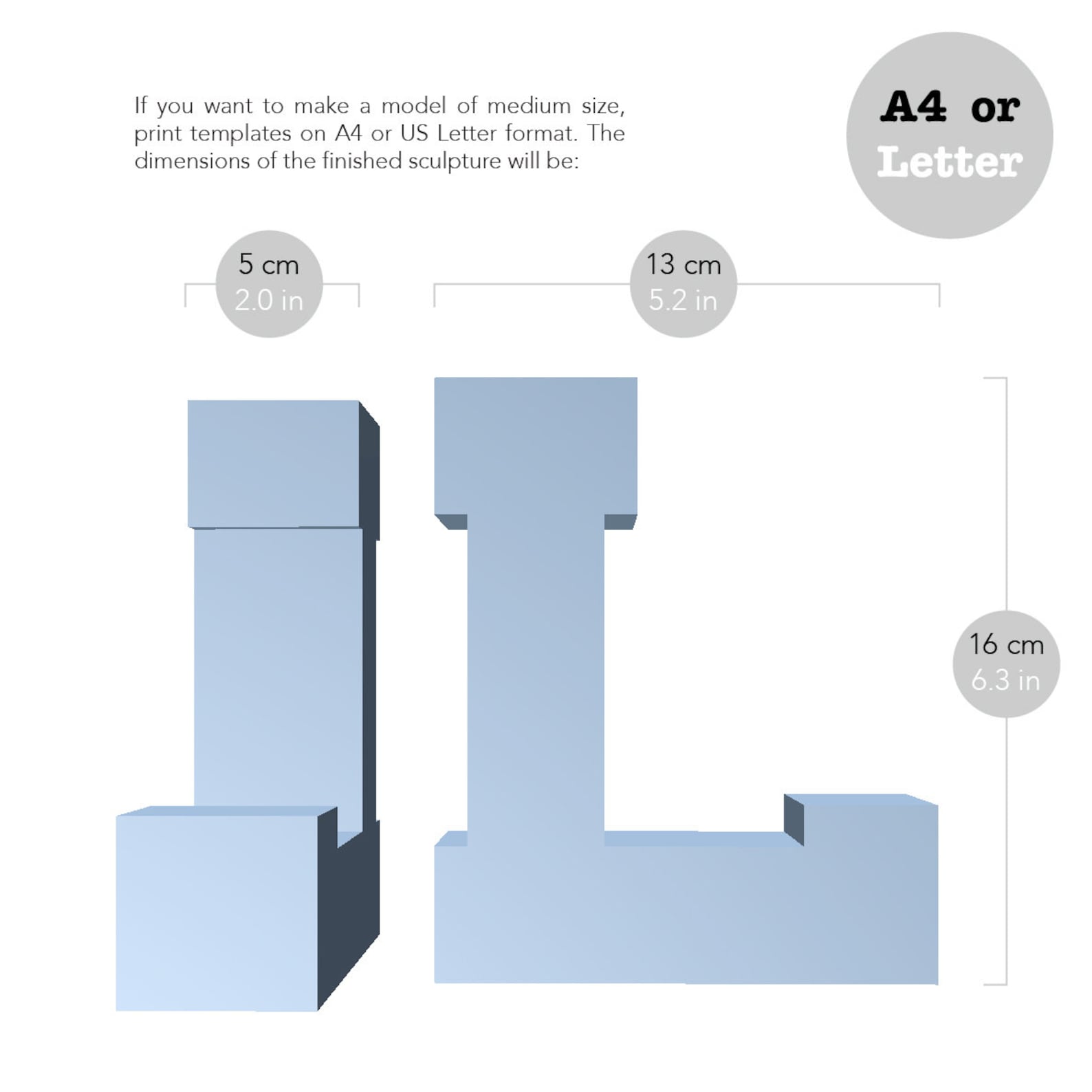 Printable DIY Template PDF. Letter L Low Poly Paper Model - Etsy