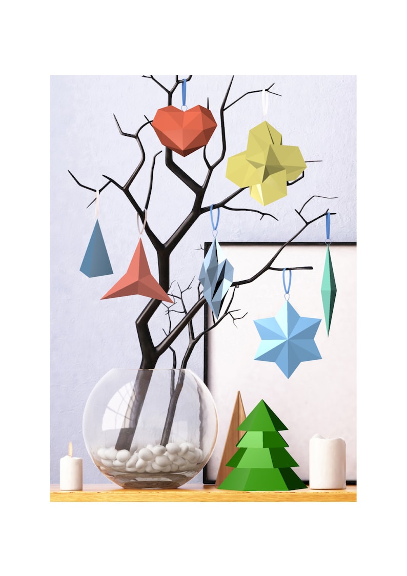 Printable DIY Template PDF. Christmas Decorations Low Poly - Etsy