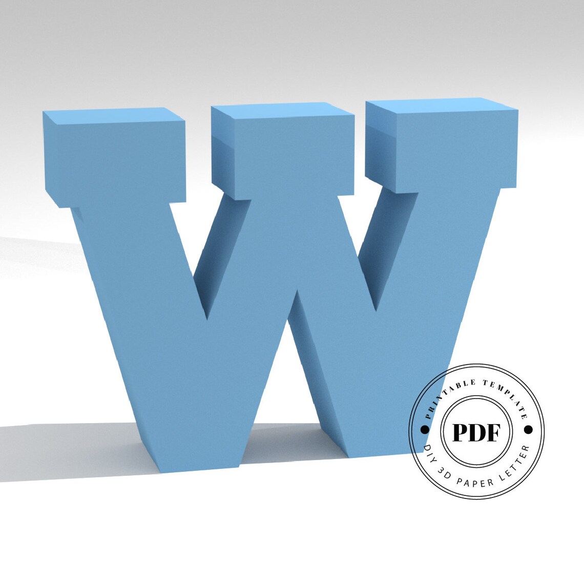 Printable DIY Template PDF. Letter W Low Poly Paper Model - Etsy