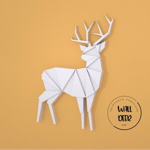 Printable DIY Template (PDF). Wall Deer Low Poly Paper Model Template ...