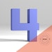 Printable DIY Template (PDF). Number 4 Low Poly Paper Model Template ...