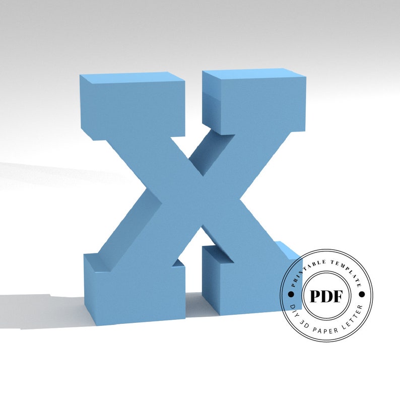 Printable DIY Template PDF. Letter X Low Poly Paper Model - Etsy
