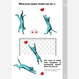 Printable DIY Template PDF, PDO, Dxf. Flying Cat Paper Model Template ...
