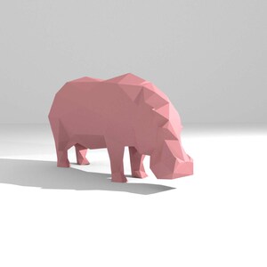 Printable DIY Template (PDF). Hippo Low Poly Paper Model Template. 3D ...