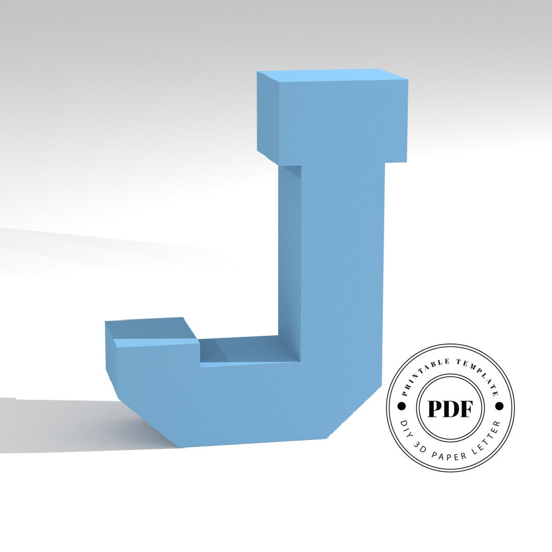 Printable DIY Template (PDF). Letter J Low Poly Paper Model Template ...