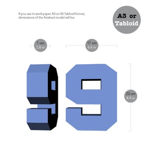 Printable DIY Template (PDF). Number 9 Low Poly Paper Model Template ...