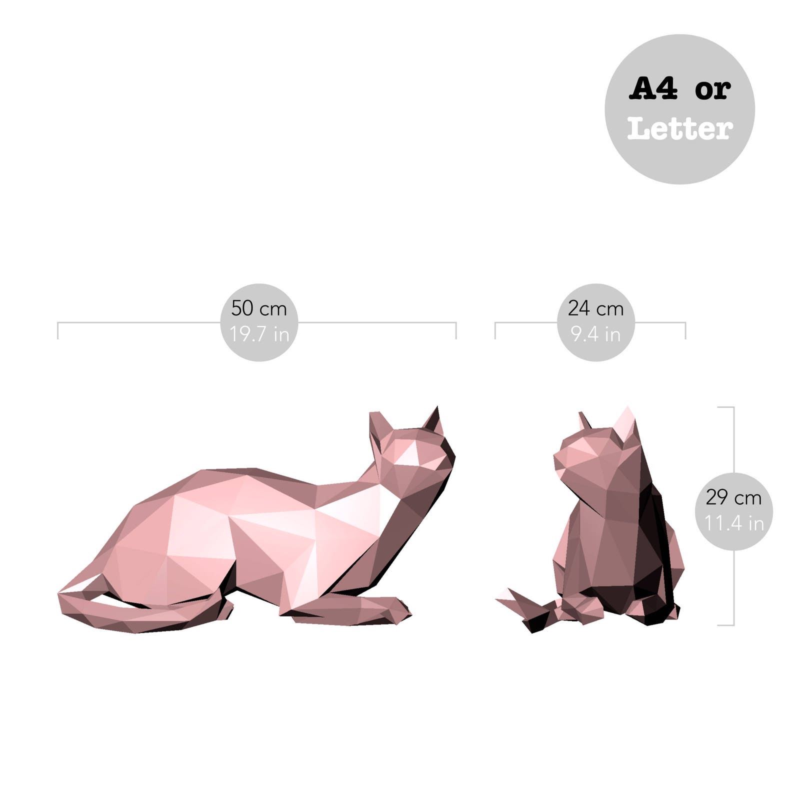 Printable DIY Template PDF. Sitting Cat Low Poly Paper Model - Etsy