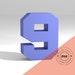 Printable DIY Template (PDF). Number 9 Low Poly Paper Model Template ...