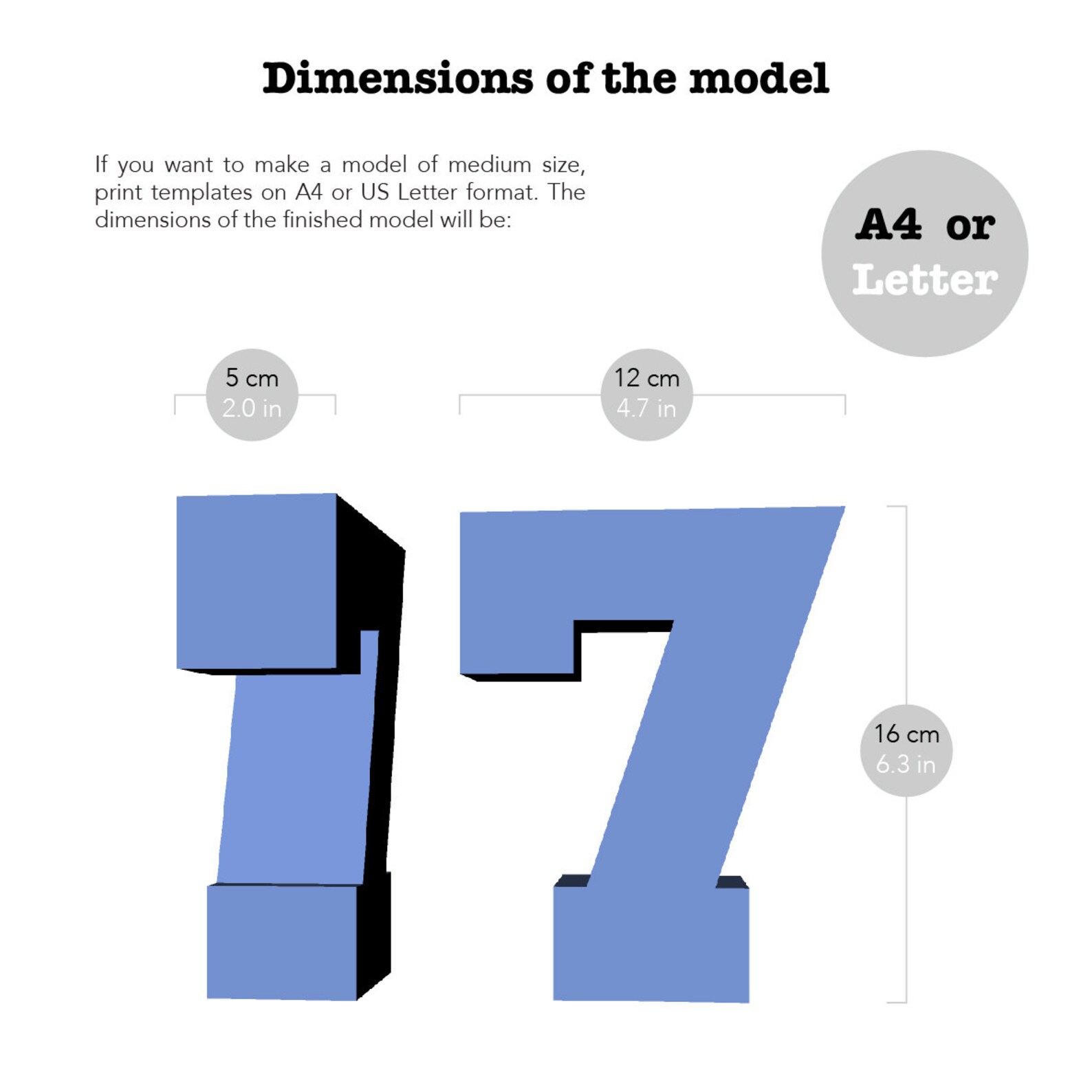 Printable DIY Template PDF. Number 7 Low Poly Paper Model | Etsy