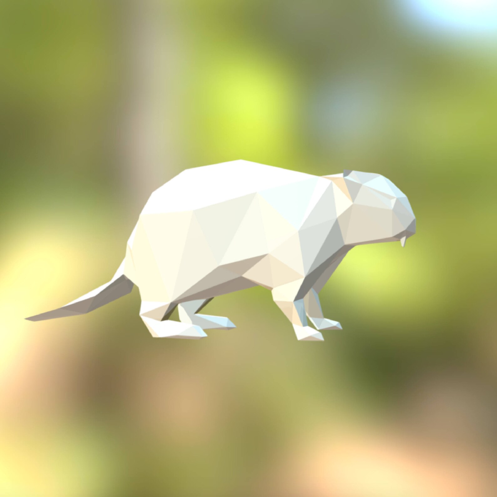 Printable DIY Template (PDF). Beaver Low Poly Paper Model Template. 3D ...