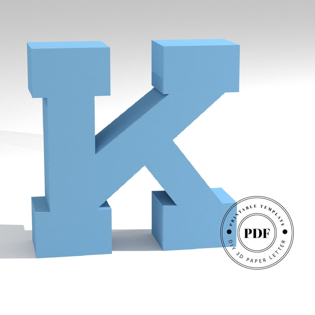 Printable DIY Template (PDF). Letter K Low Poly Paper Model Template ...