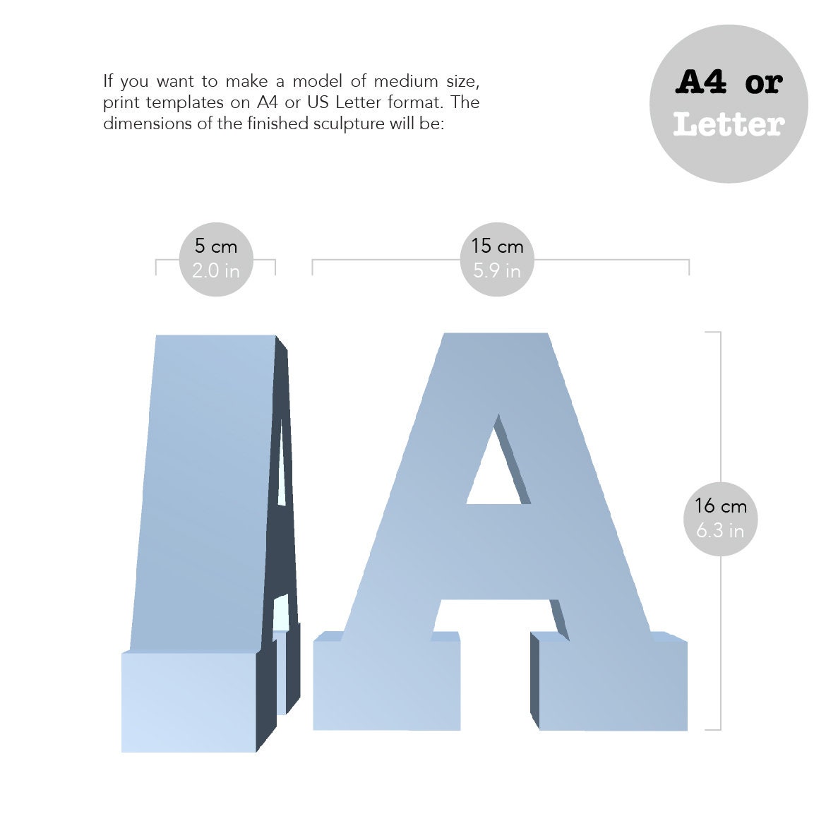 Printable DIY Template (PDF). Letter A Low Poly Paper Model Template ...