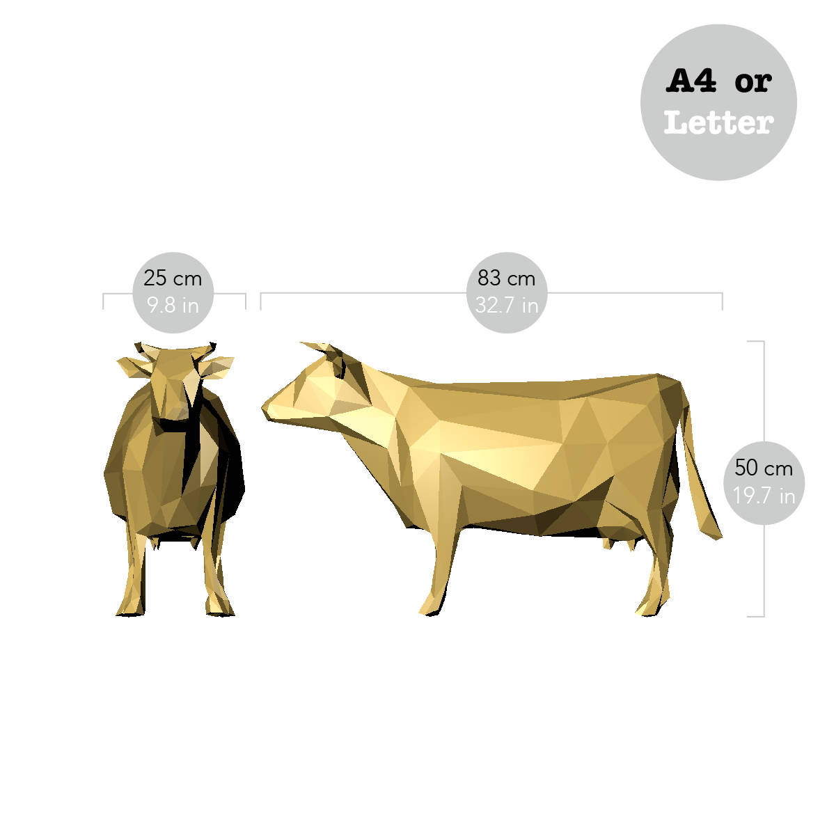 Printable DIY Template (PDF). Cow Low Poly Paper Model Template. 3D ...