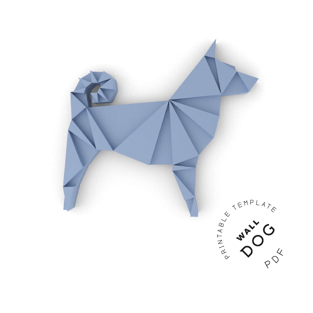Printable DIY Template (PDF). Wall Dog Low Poly Paper Template. 3D ...