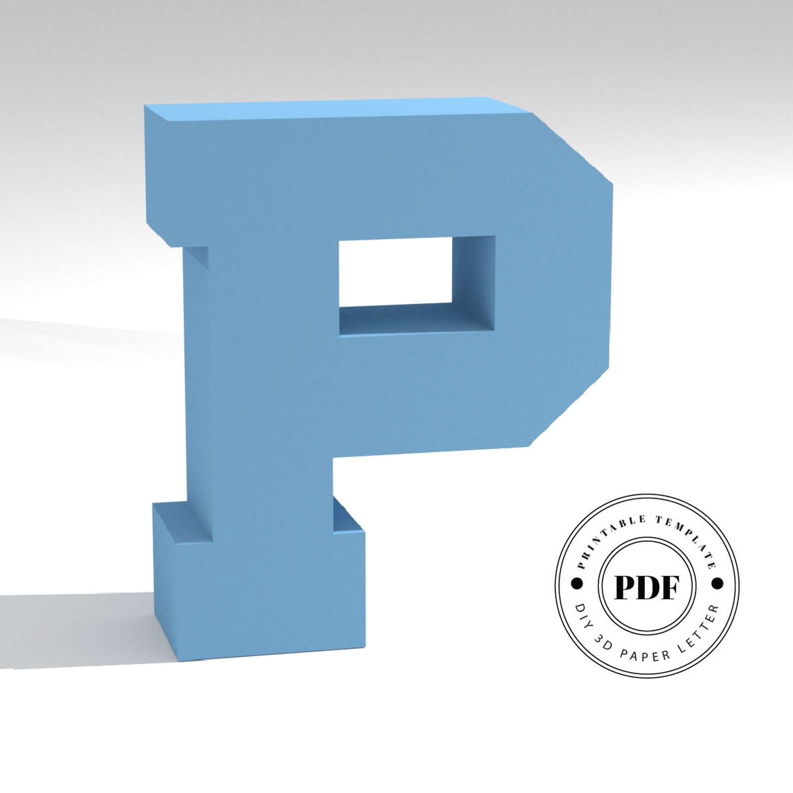 Printable DIY Template PDF. Letter P Low Poly Paper Model - Etsy