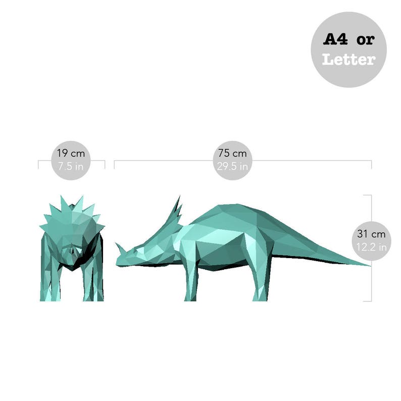 Printable DIY Template (PDF). Dinosaur Low Poly Paper Model Template ...