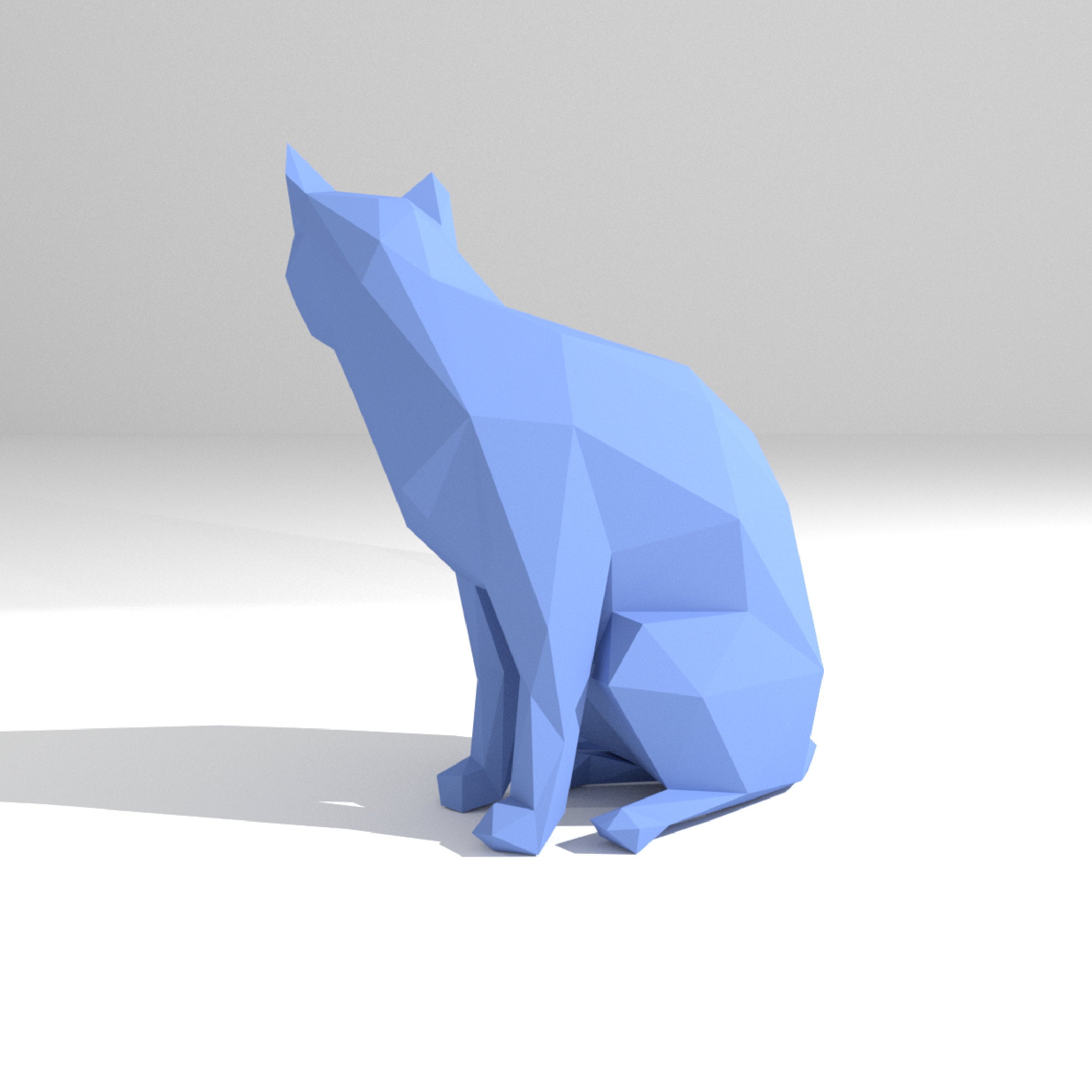 Printable DIY Template (PDF). Wise Cat Low Poly Paper Model Template ...