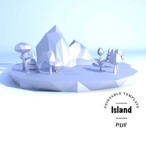 Printable DIY Template (PDF). Island Low Poly Paper Model Template. 3D ...