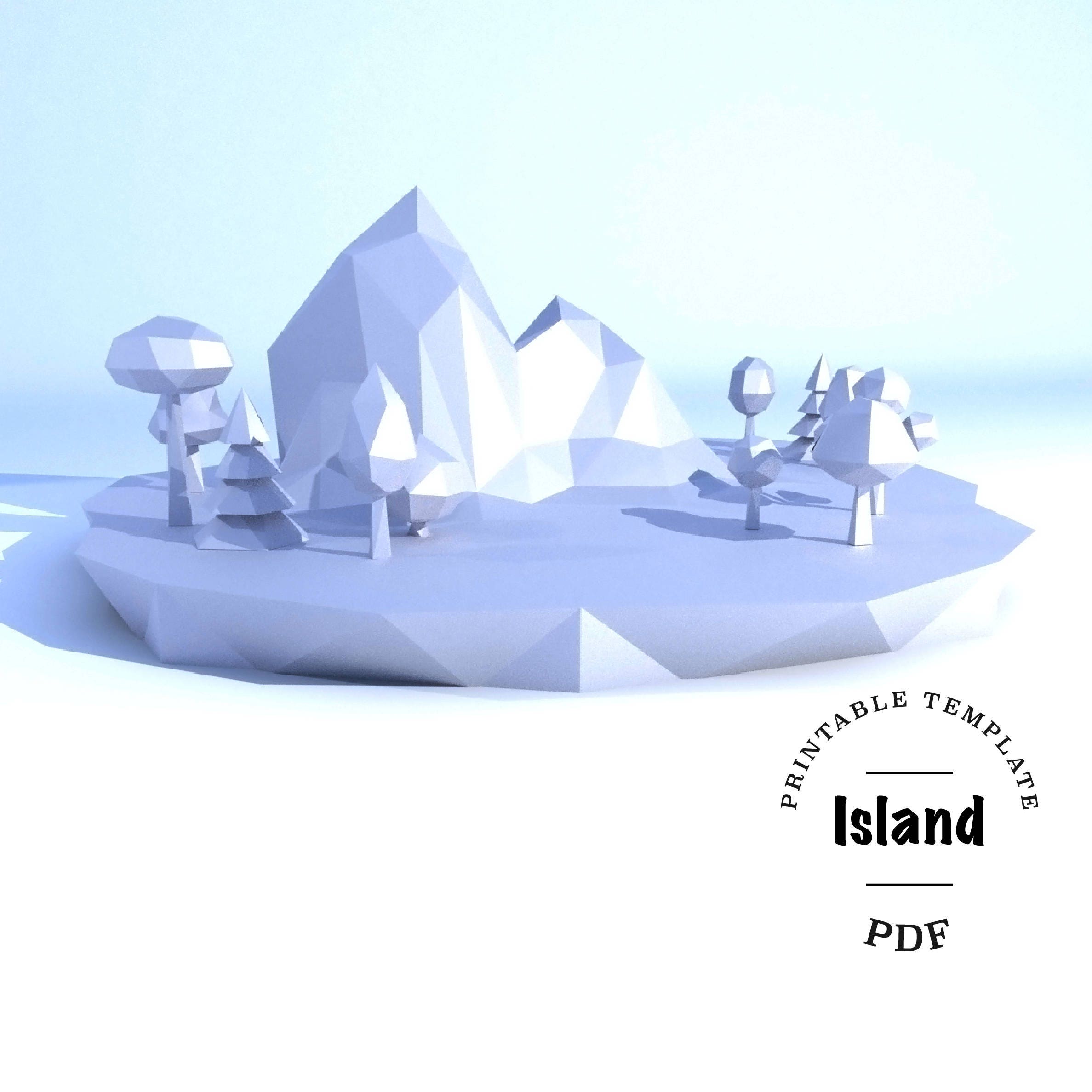 Printable DIY Template PDF. Island Low Poly Paper Model - Etsy