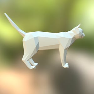 Printable DIY Template (PDF). Cat Low Poly Paper Model Template. 3D ...