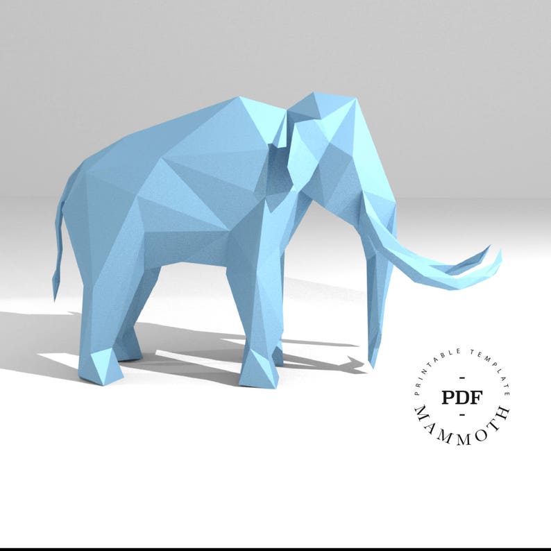 Printable DIY Template PDF. Mammoth Low Poly Paper Model - Etsy