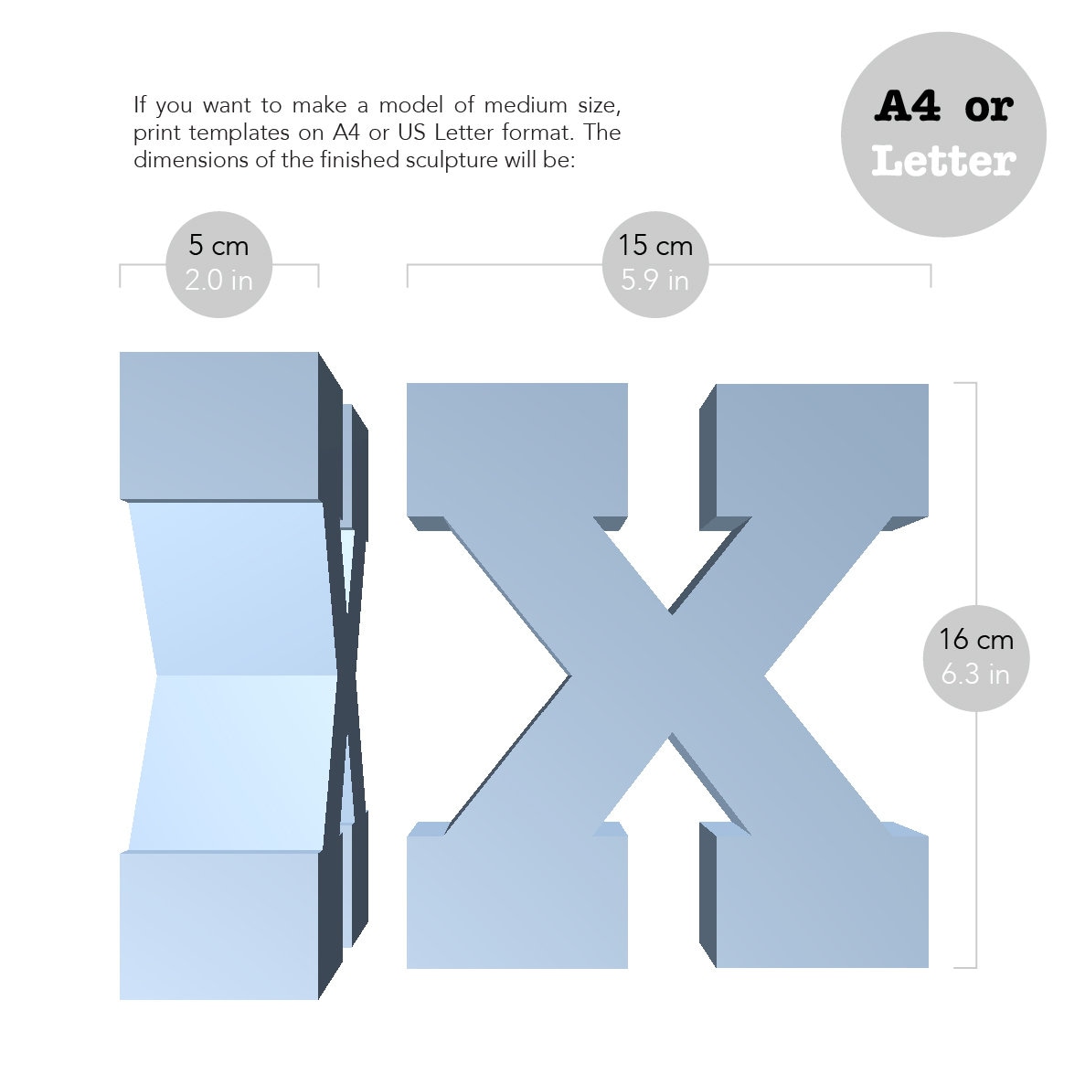 Printable DIY Template PDF. Letter X Low Poly Paper Model | Etsy