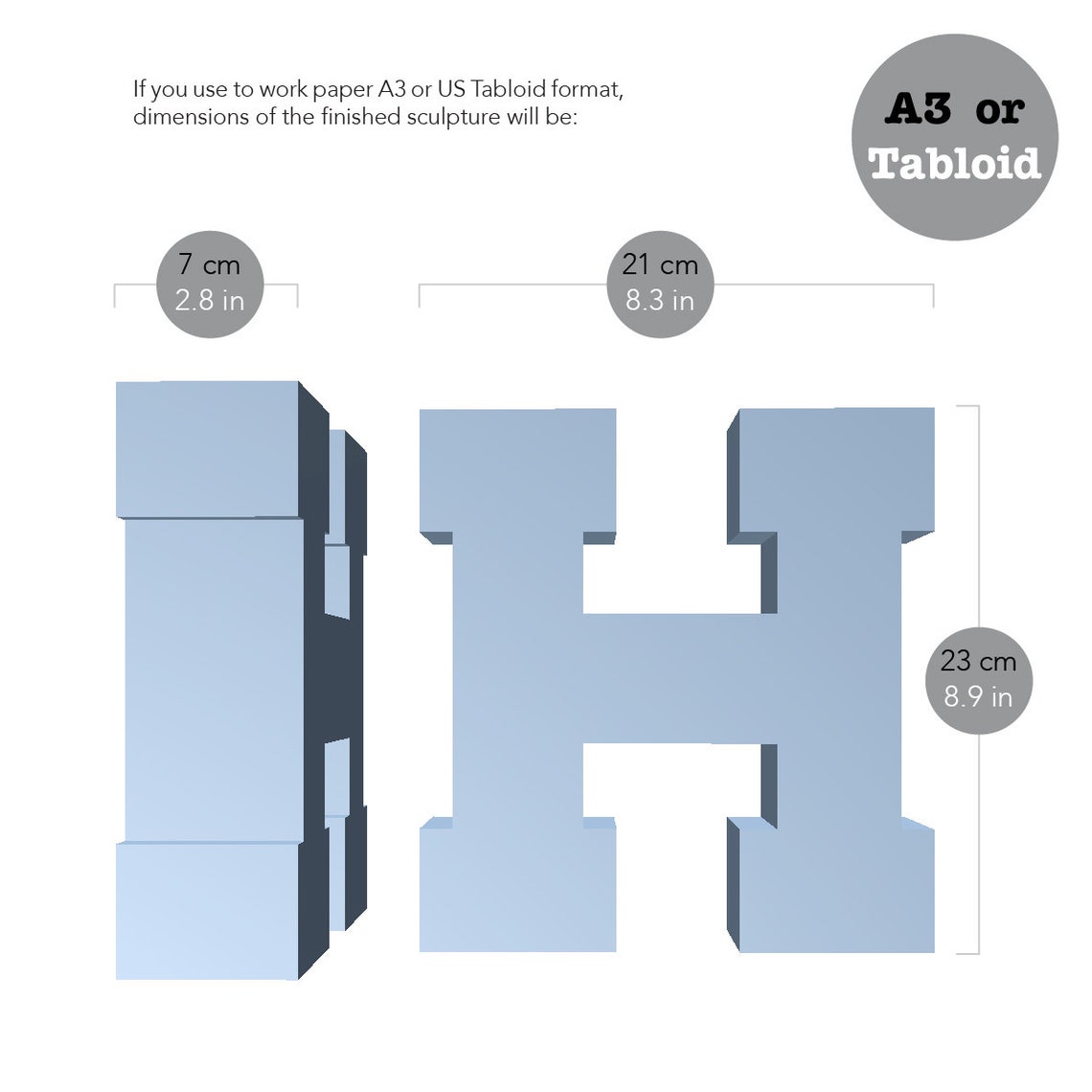 Printable DIY Template (PDF). Letter H Low Poly Paper Model Template ...