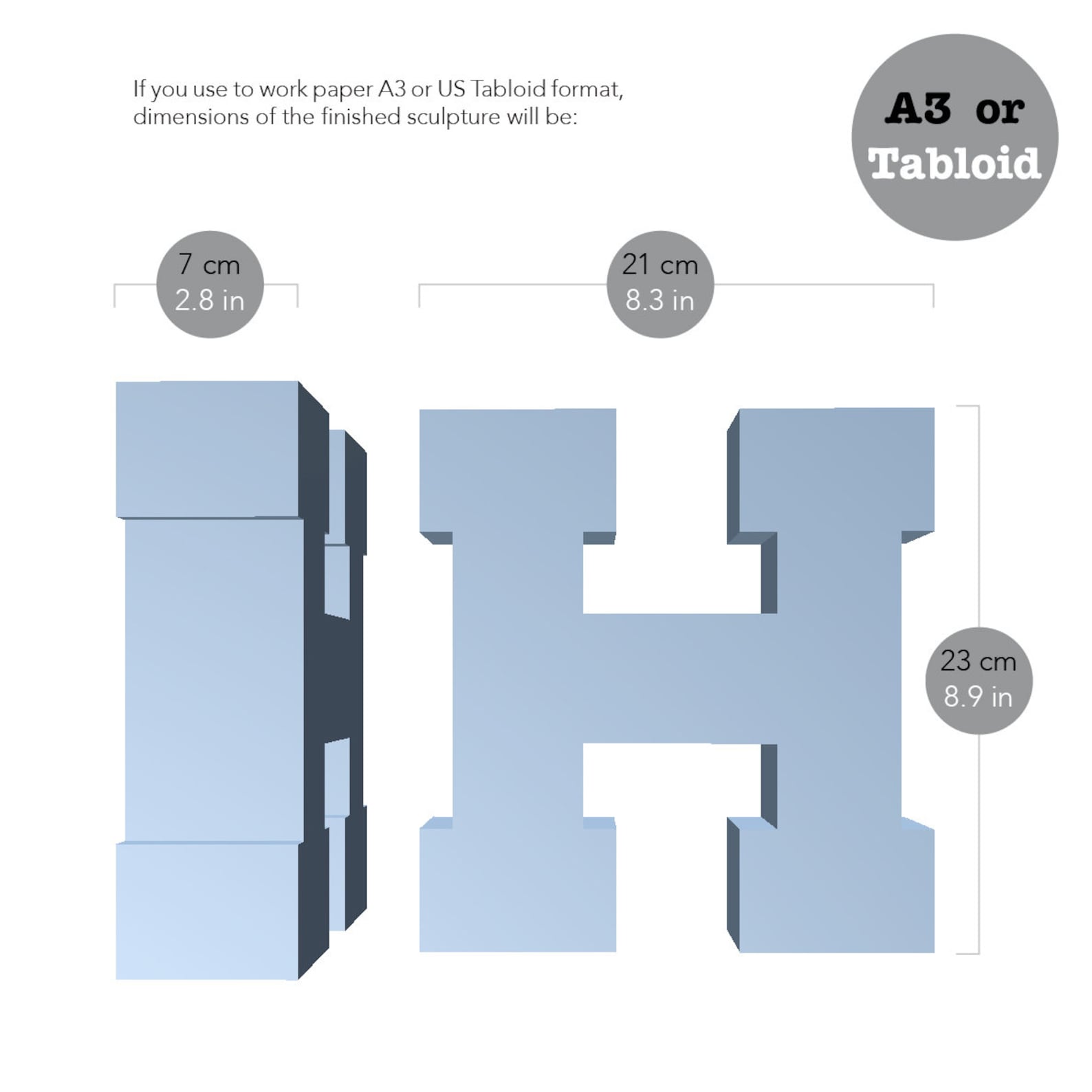 Printable DIY Template (PDF). Letter H Low Poly Paper Model Template ...