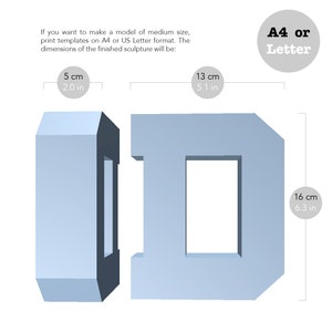 Printable DIY Template (PDF). Letter D Low Poly Paper Model Template ...